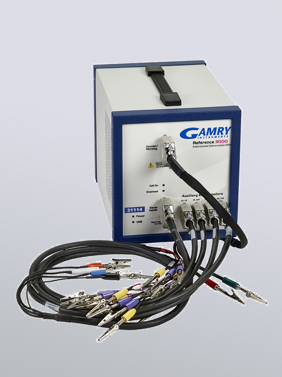 Gamry Reference 3000AE incl. 8-fach Auxilliary Electrometeranschlusskabel.